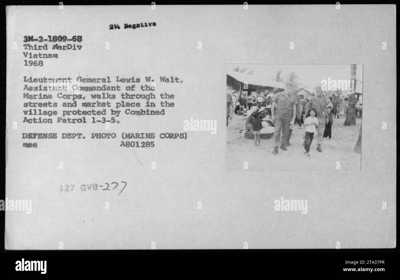 Lt Gen Lewis W Walt, Assistant Commandant of the Marine Corps, is seen ...