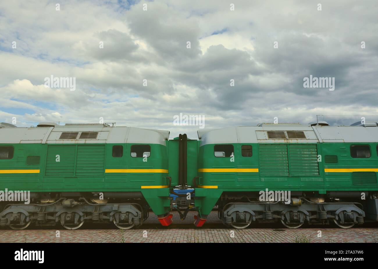 Transition between two electric trains. A small corridor in the role of ...