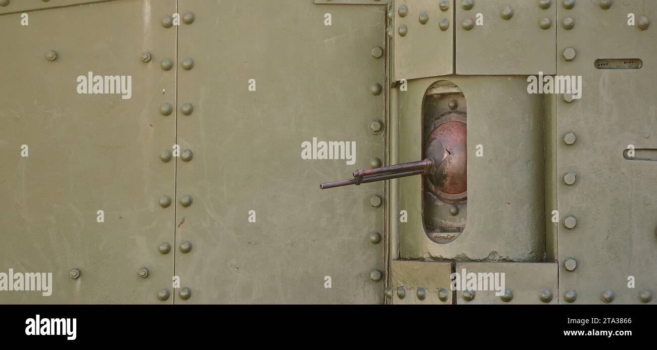 The texture of the wall of the tank, made of metal and reinforced with ...