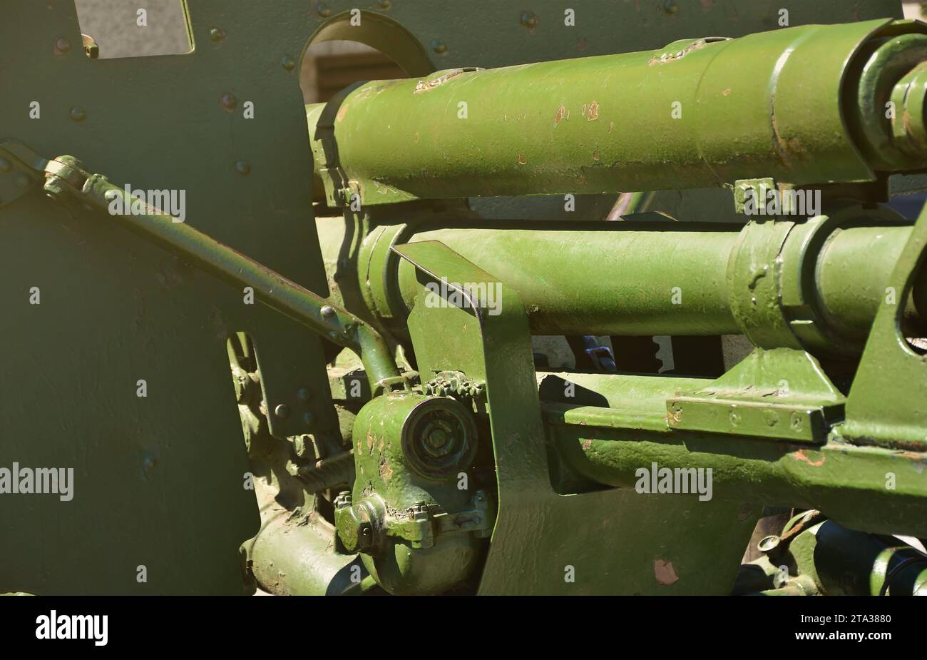 A close-up mechanism of a portable weapon of the Soviet Union of World ...