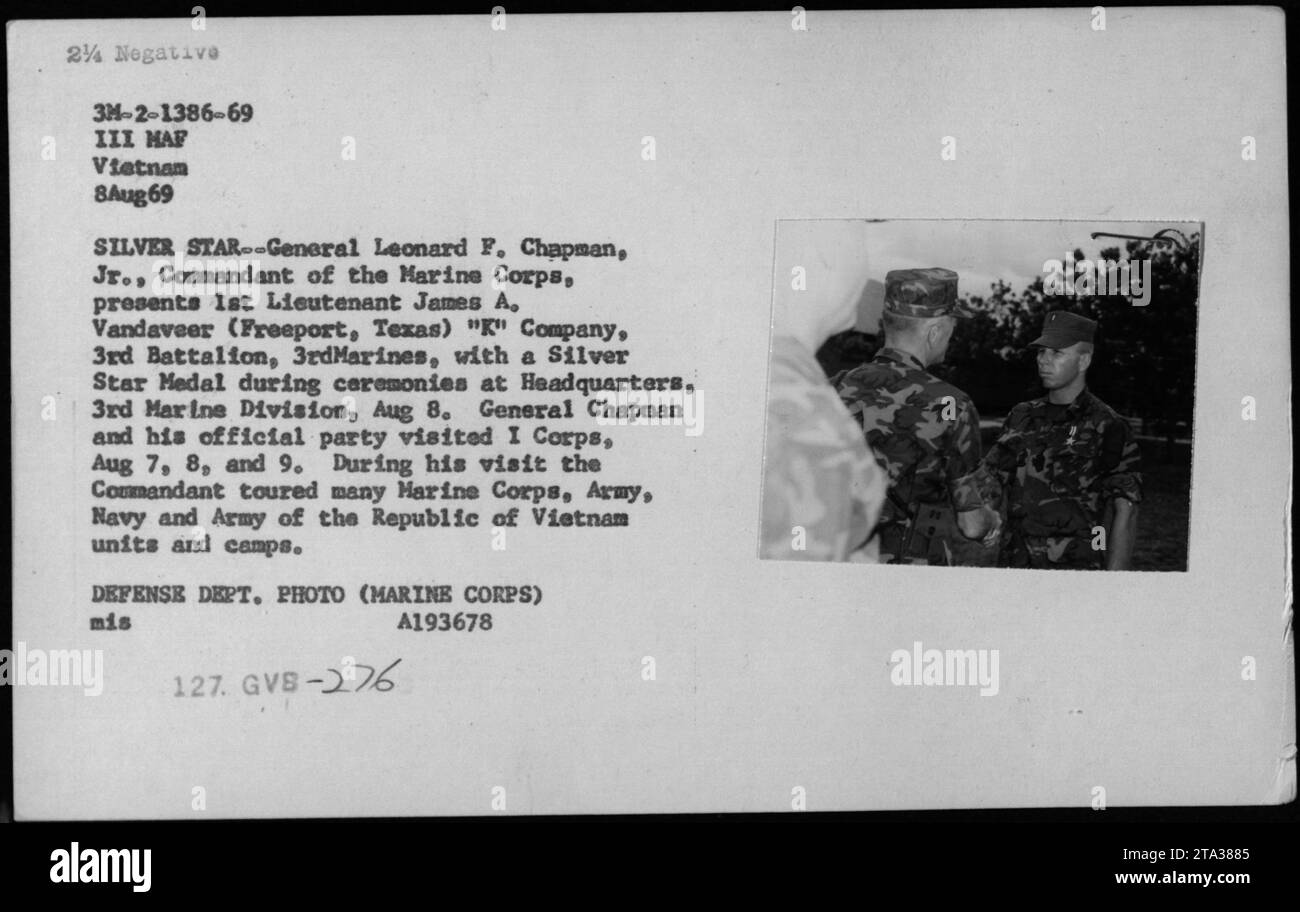 General Leonard F. Chapman presented the Silver Star Medal to 1st ...