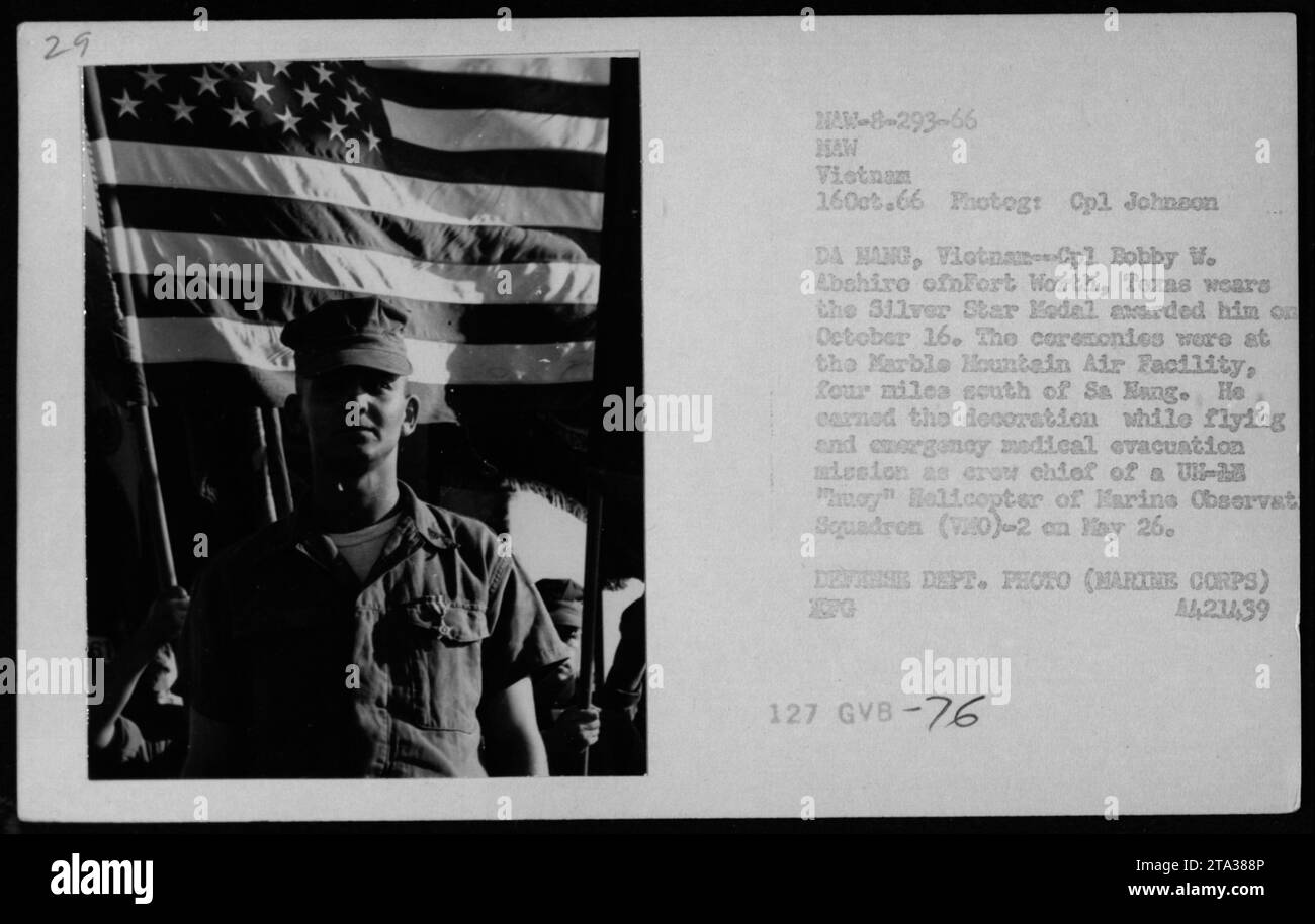 Cpl. Bobby W. Abshire received the Silver Star Medal at Marble Mountain ...