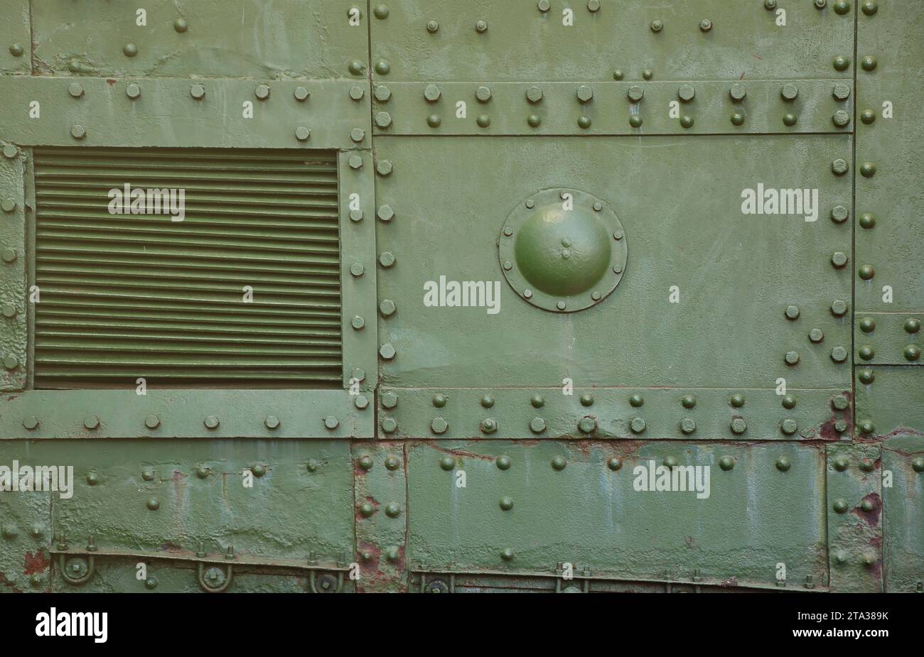 The texture of the wall of the tank, made of metal and reinforced with ...
