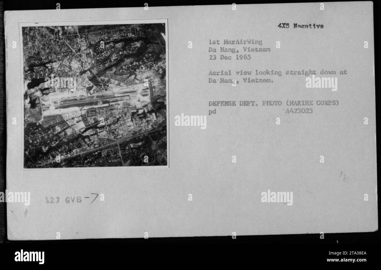Aerial view of Da Nang, Vietnam, on December 23, 1965, captured by the ...