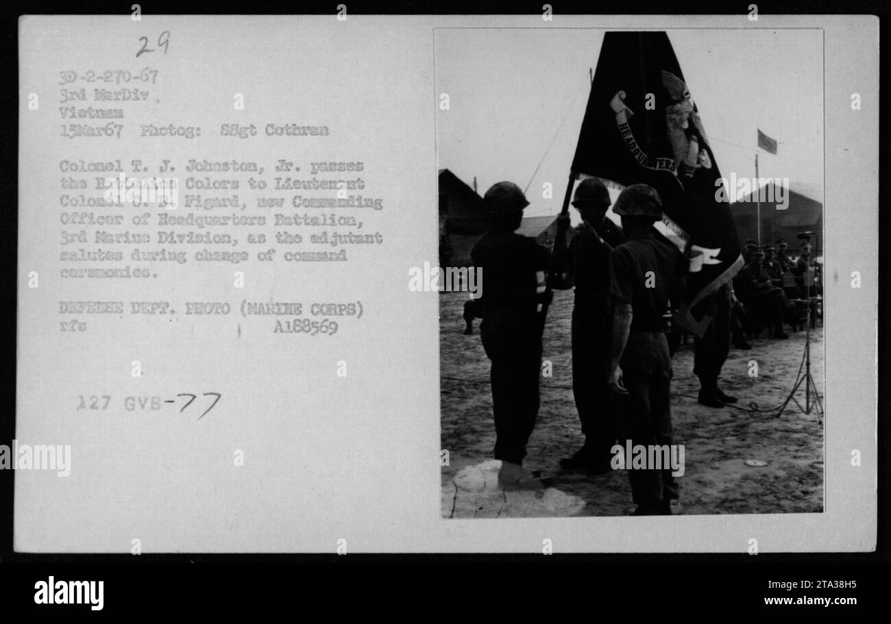 Lieutenant Colonel C. R. Figard received the Battalion Colors from ...