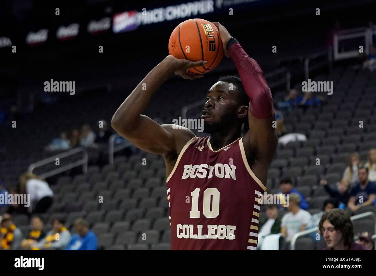 Boston College guard Prince Aligbe shoots during the first half of an ...