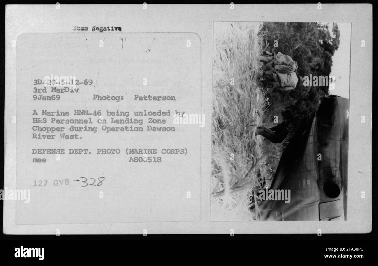 Marine HMM 46 being unloaded on a Landing Zone Chopper during Operation ...