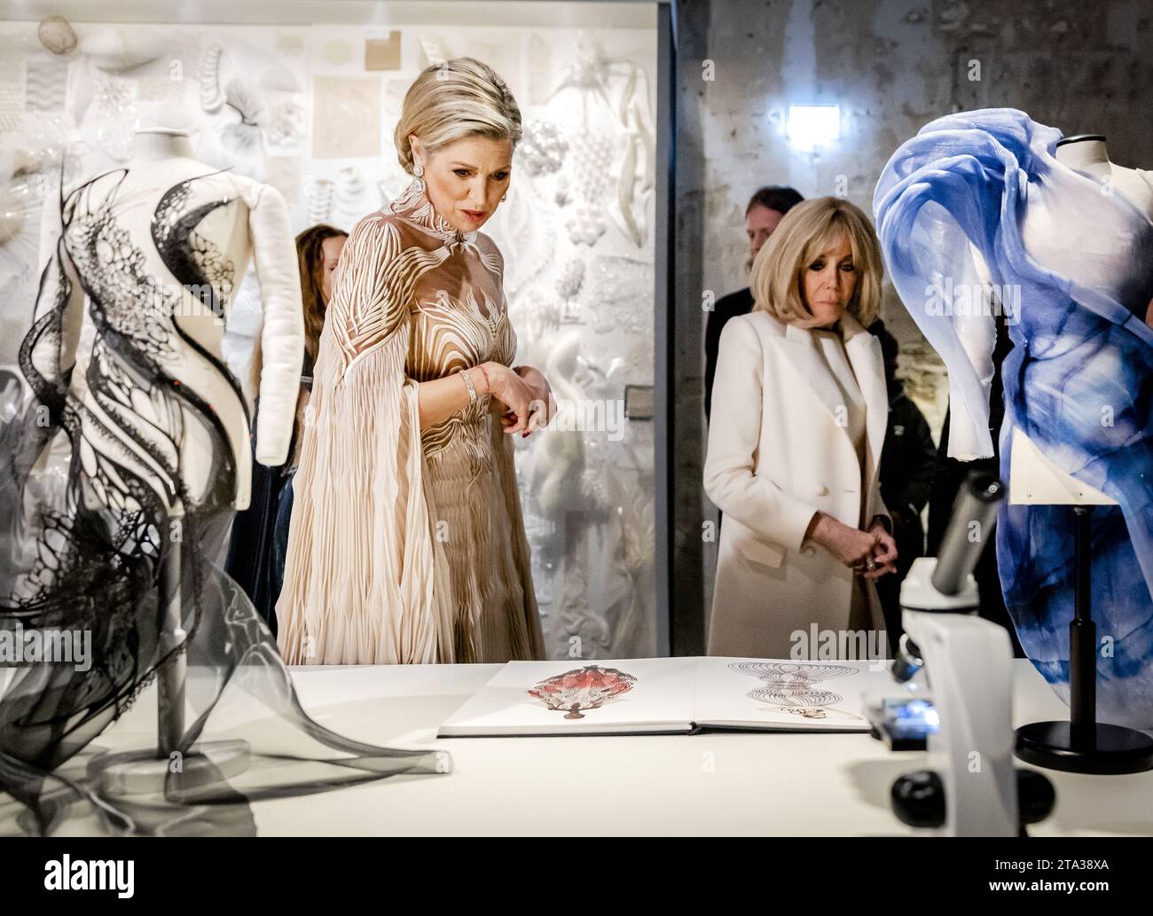 PARIS - Queen Máxima during the opening of the exhibition Iris van ...
