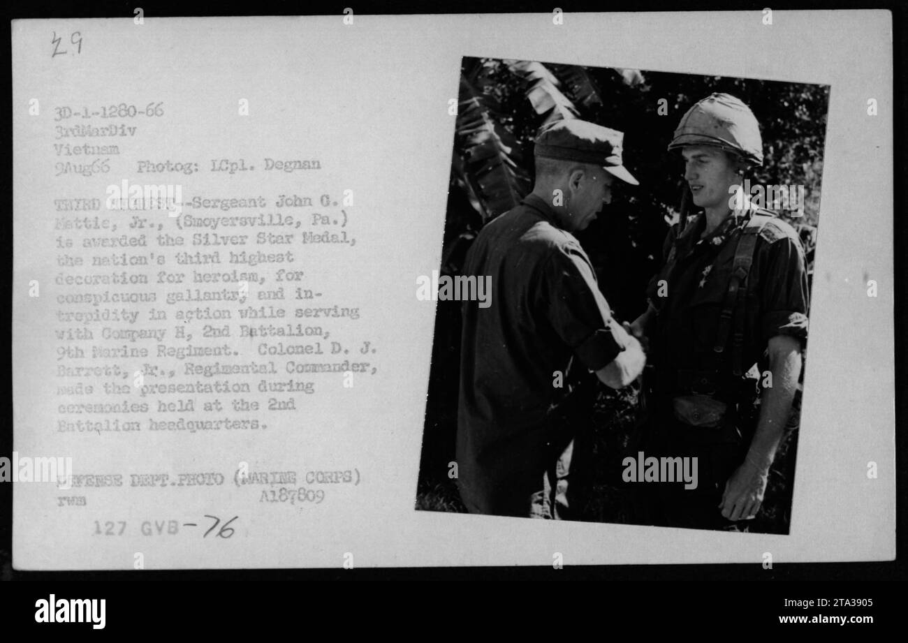 On August 9, 1966, Sergeant John O. Hettic Jr. received the Silver Star ...