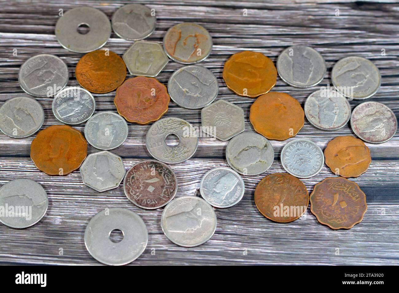 Old Egyptian coins from the era of the Kingdom of Egypt and Sudan at ...