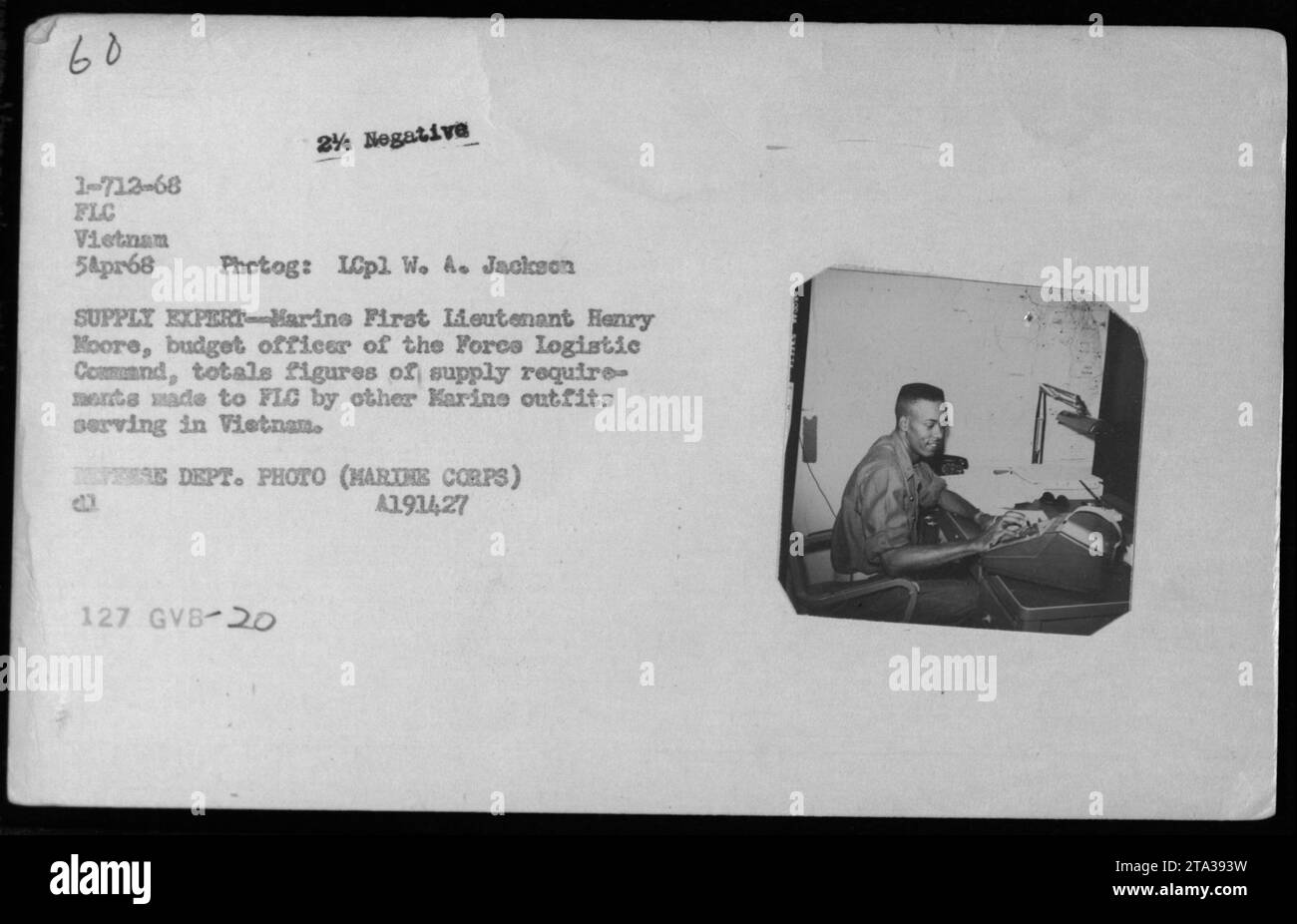 First Lieutenant Henry Moore, budget officer of the Force Logistic ...