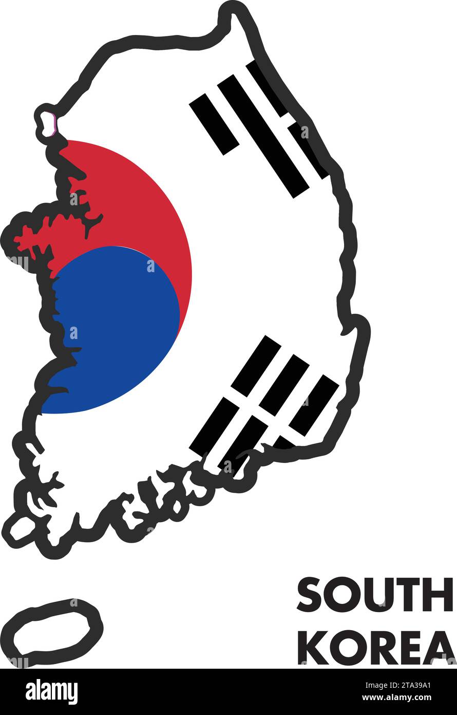 Isolated map of South Korea with its flag Vector Stock Vector Image ...