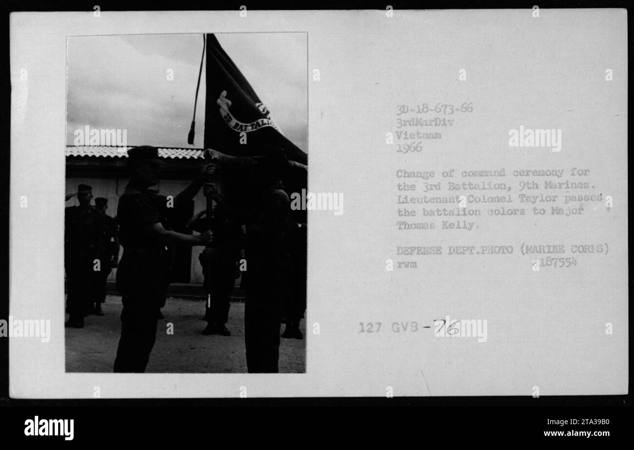 Lieutenant Colonel Taylor handing over the battalion colors to Major ...