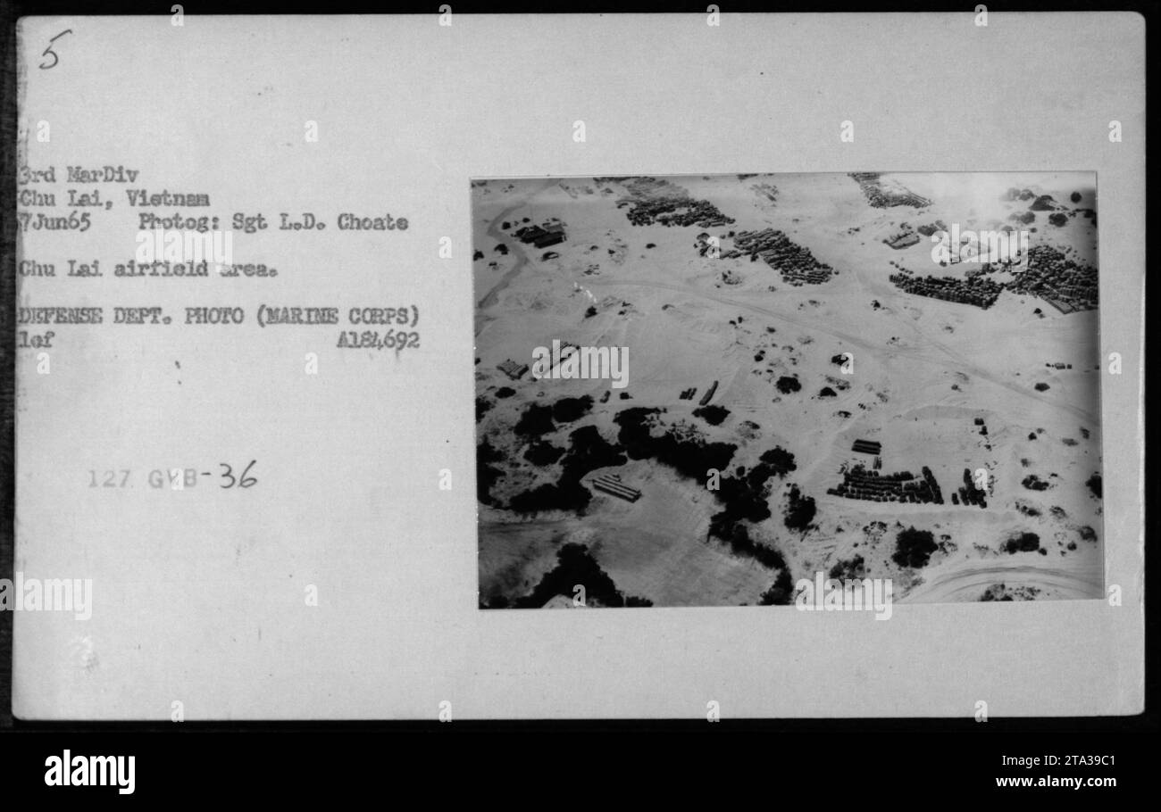 Airfield at Chu Lai, Vietnam on June 7, 1965, showing 3rd Marine ...