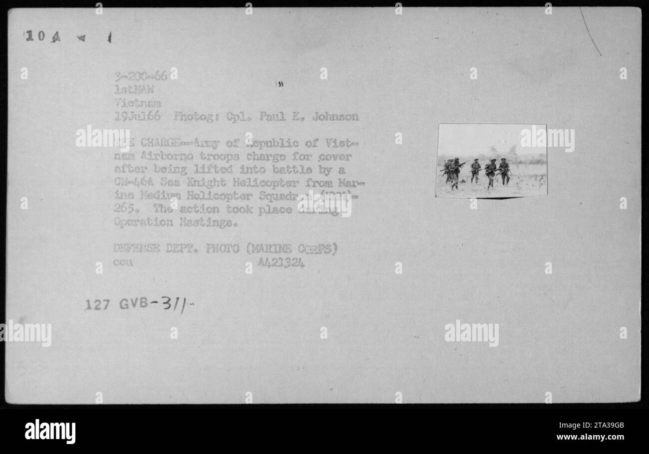 "ARVN (Army of the Republic of Vietnam) Airborne troops seek cover ...