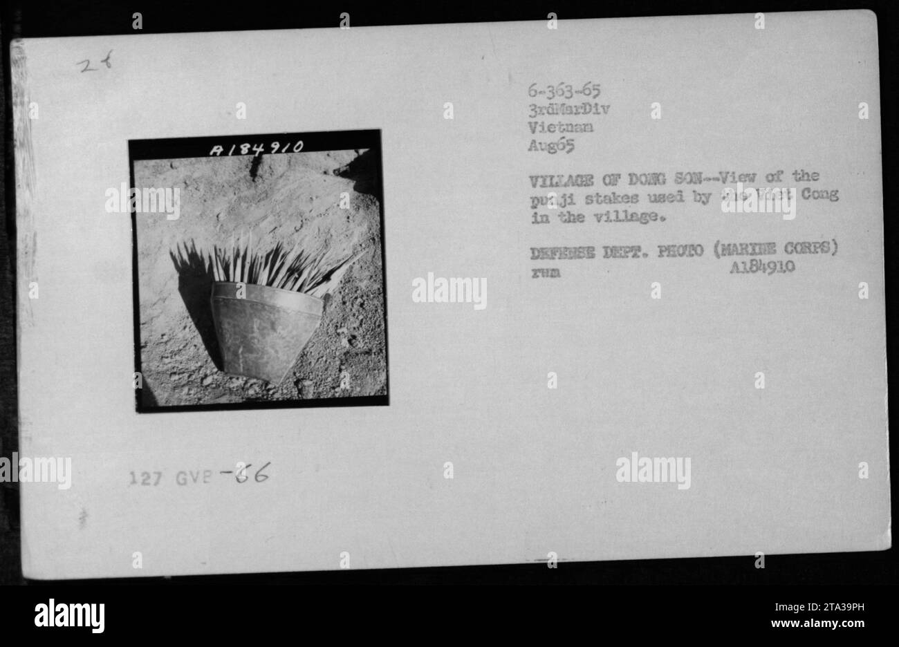 View of punji stakes used by the Viet Cong in the village of Dong Son ...