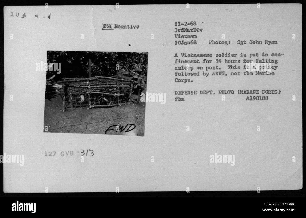 An ARVN soldier was confined for 24 hours on January 10, 1968, for ...