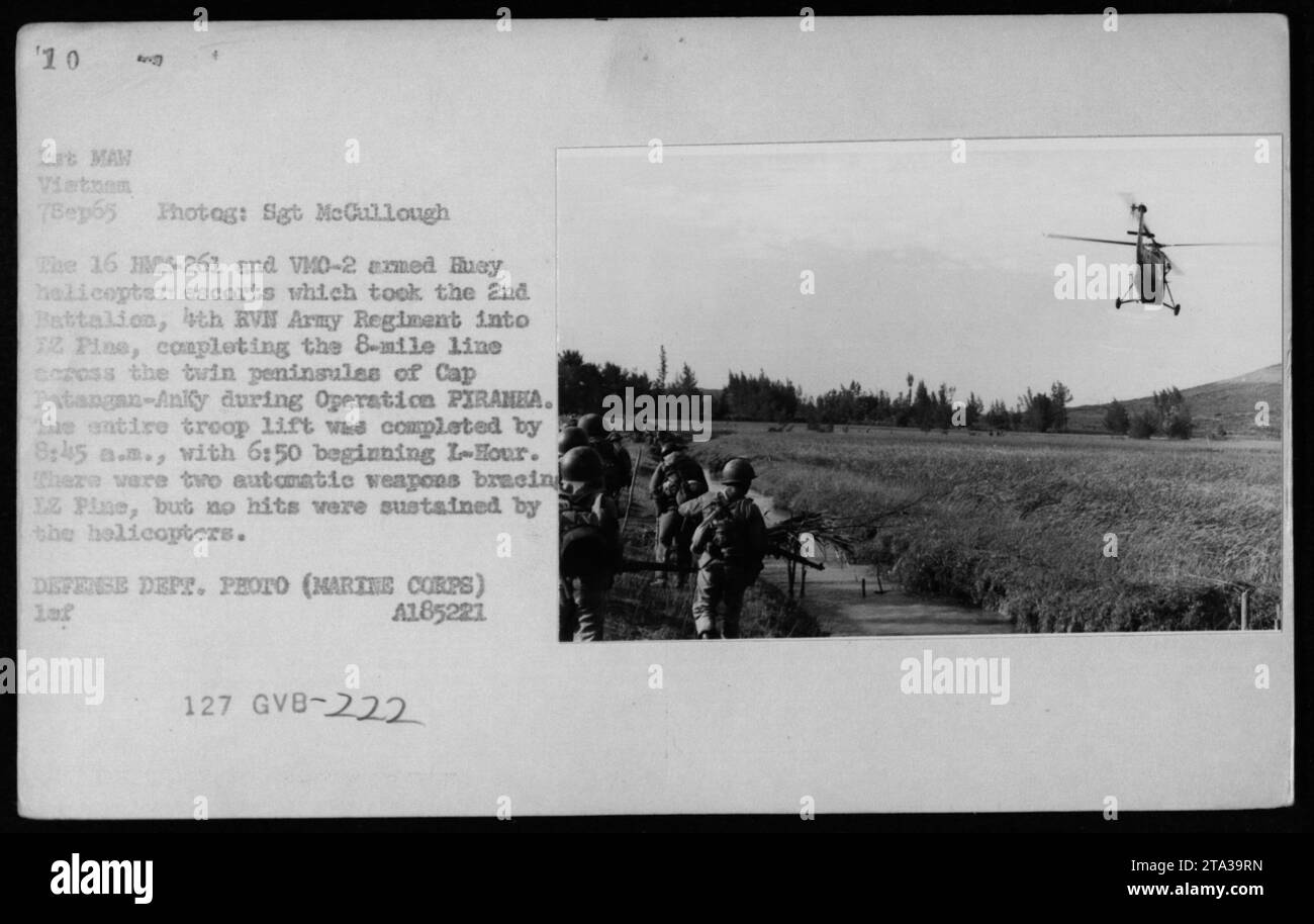 Caption: Helicopters UH-34 in action during Operation PIRANEA on ...
