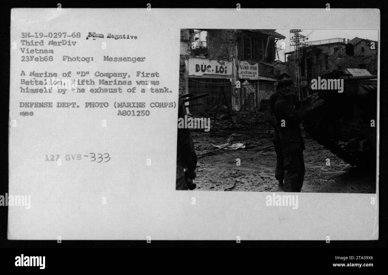 On February 23, 1968, a Marine of D Company, First Battalion, Fifth ...