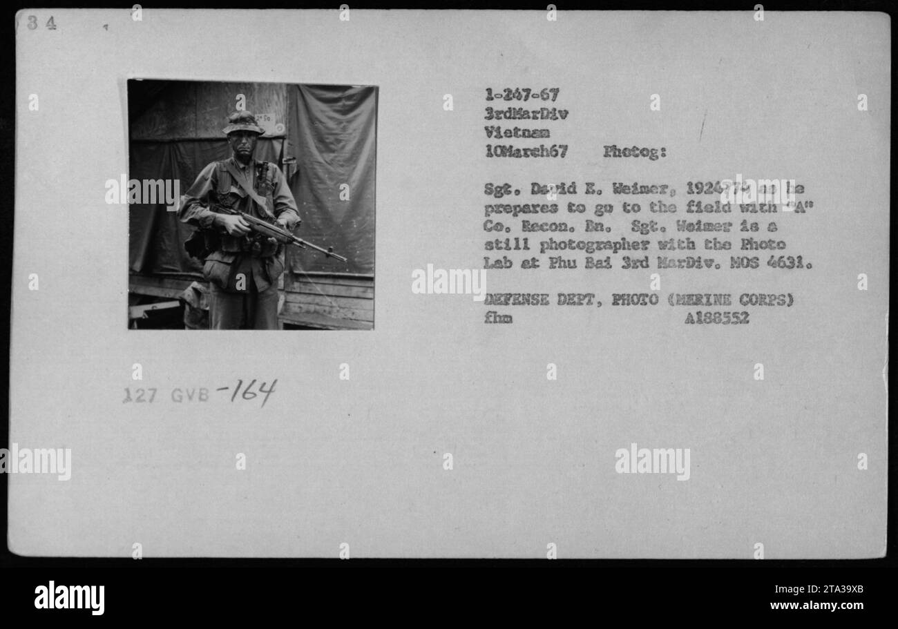 Sergeant David E. Weimer, an army photographer with the Photo Lab at ...