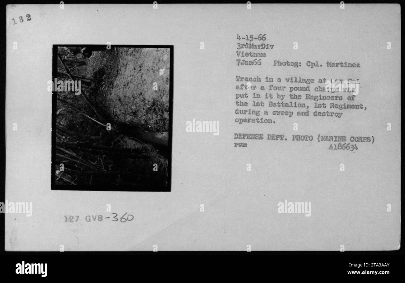 A trench in a village at Cam Mai is seen after the Engineers of the 1st ...