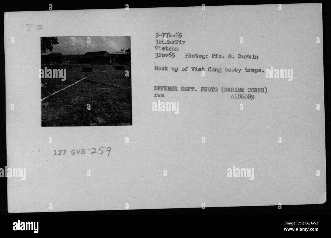 A mock-up of Viet Cong booby traps at the Mine Warfare School during ...