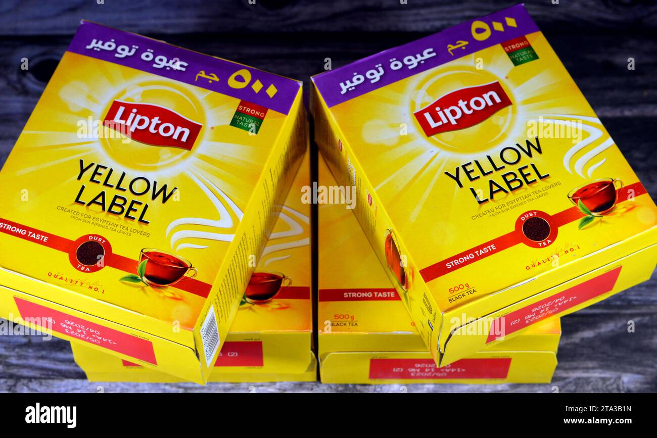 Cairo, Egypt, November 23 2023: Lipton black dust tea, strong natural ...