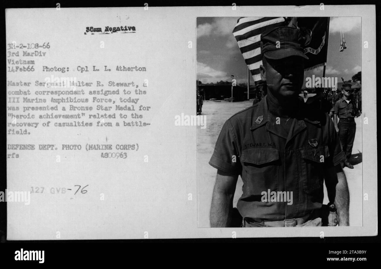 Master Sergeant Walter R. Stewart, a combat correspondent with the III ...