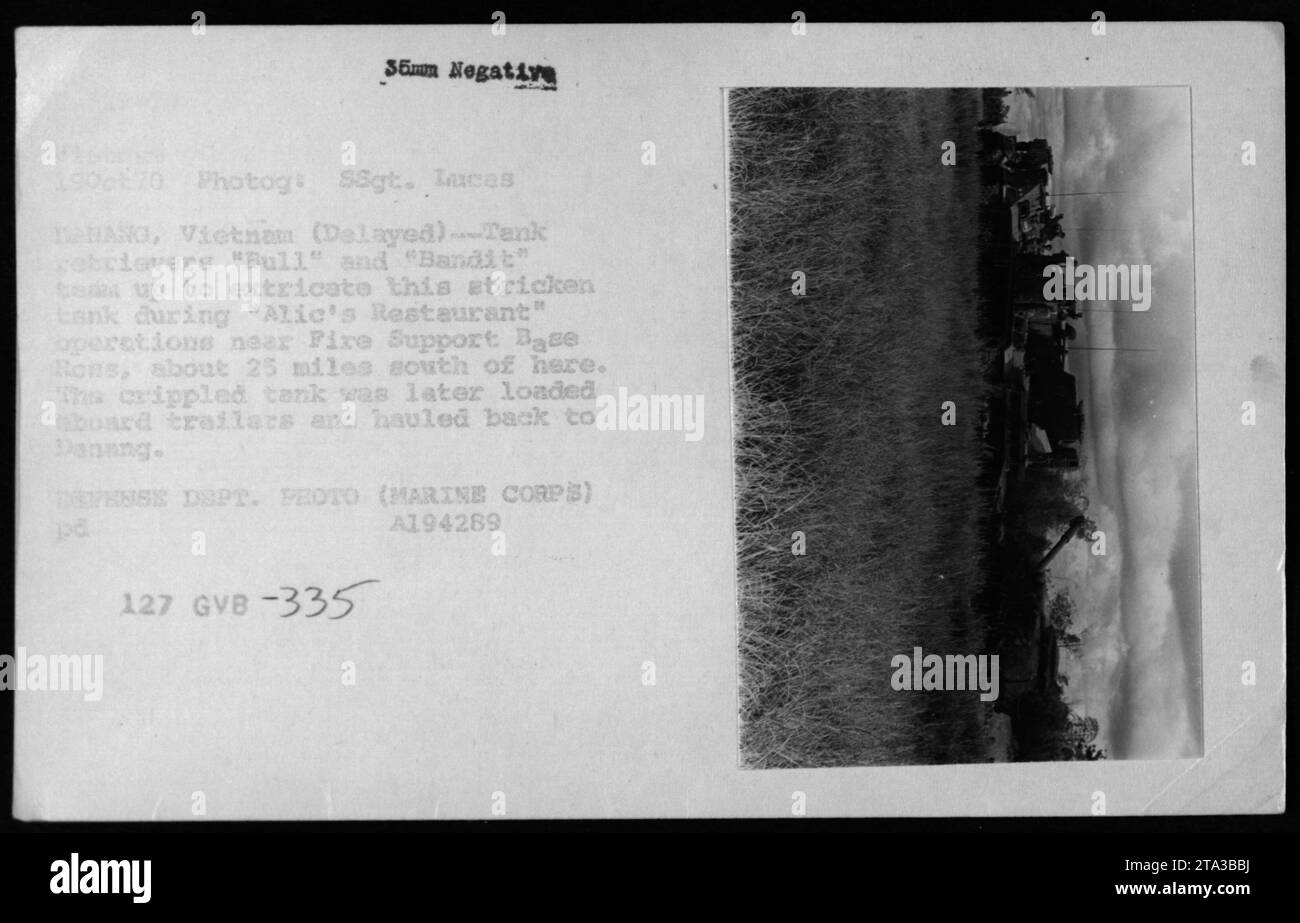 "Tank retrievers 'Bull' and 'Bandit' assisting in the retrieval of a ...