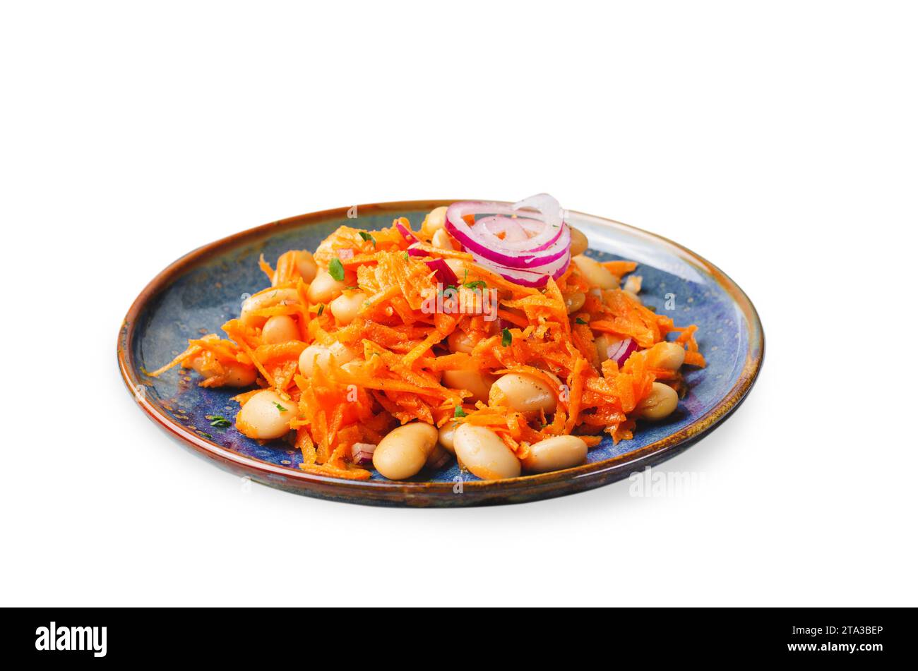 White Bean Carrot Salad, Vegan Meal on White Background Isolated ...