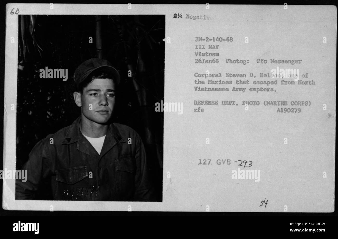 A photograph showing Corporal Steven D. Nelson, one of the Marines who ...