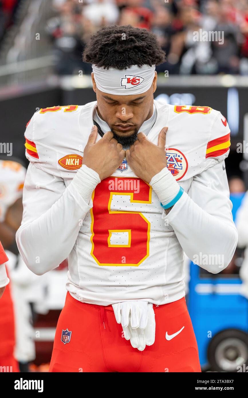 Kansas City Chiefs safety Bryan Cook (6) stands for the National Anthem ...