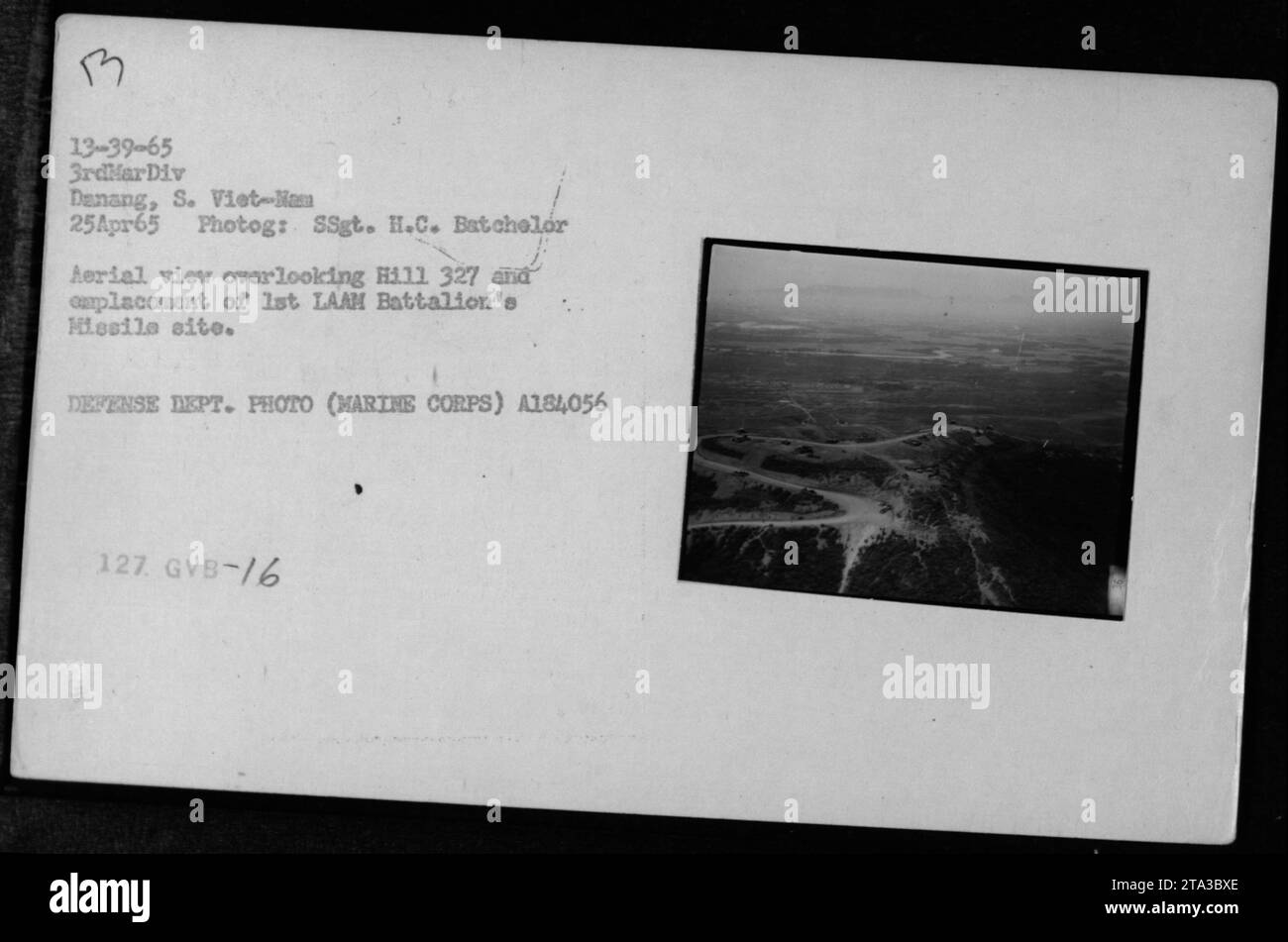 An aerial view of Hill 327 and the 1st LAAM Battalion missile site in ...
