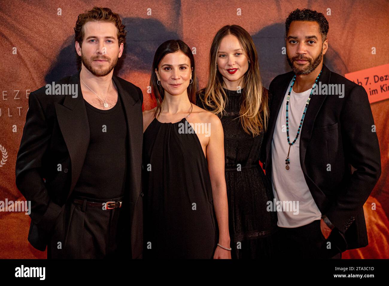 Berlin, Germany. 28th Nov, 2023. Chris Fulton (l-r), actor, Aylin Tezel, director, screenwriter ...