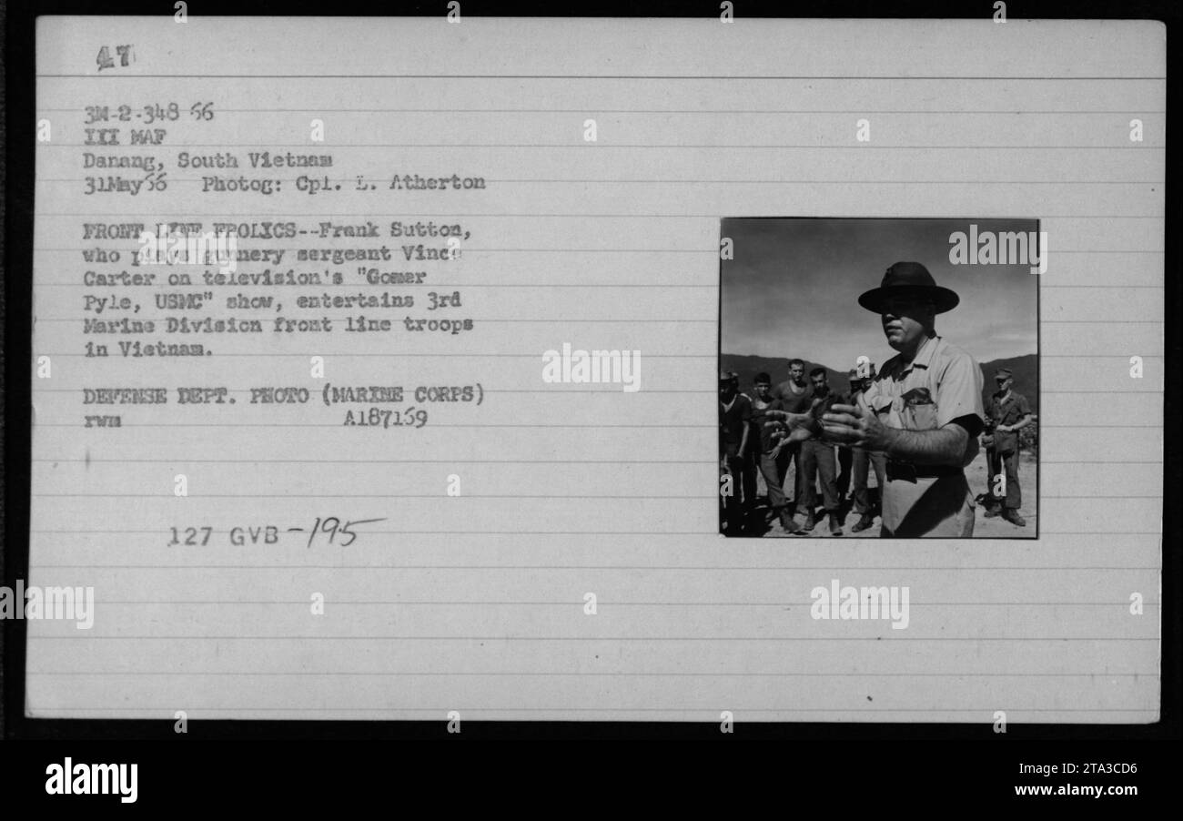 Frank Sutton, known for his role as gunnery sergeant Vince Carter on ...