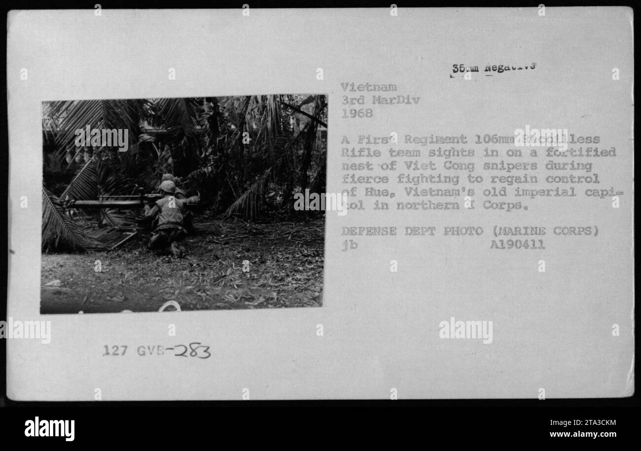 A First Regiment 106mm Recoilless Rifle team prepares to engage Viet ...