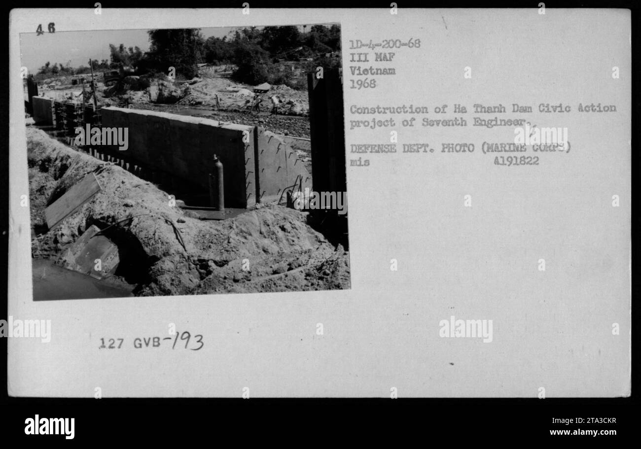 Engineers working on the construction of the Ha Thanh Dan Civic Action ...