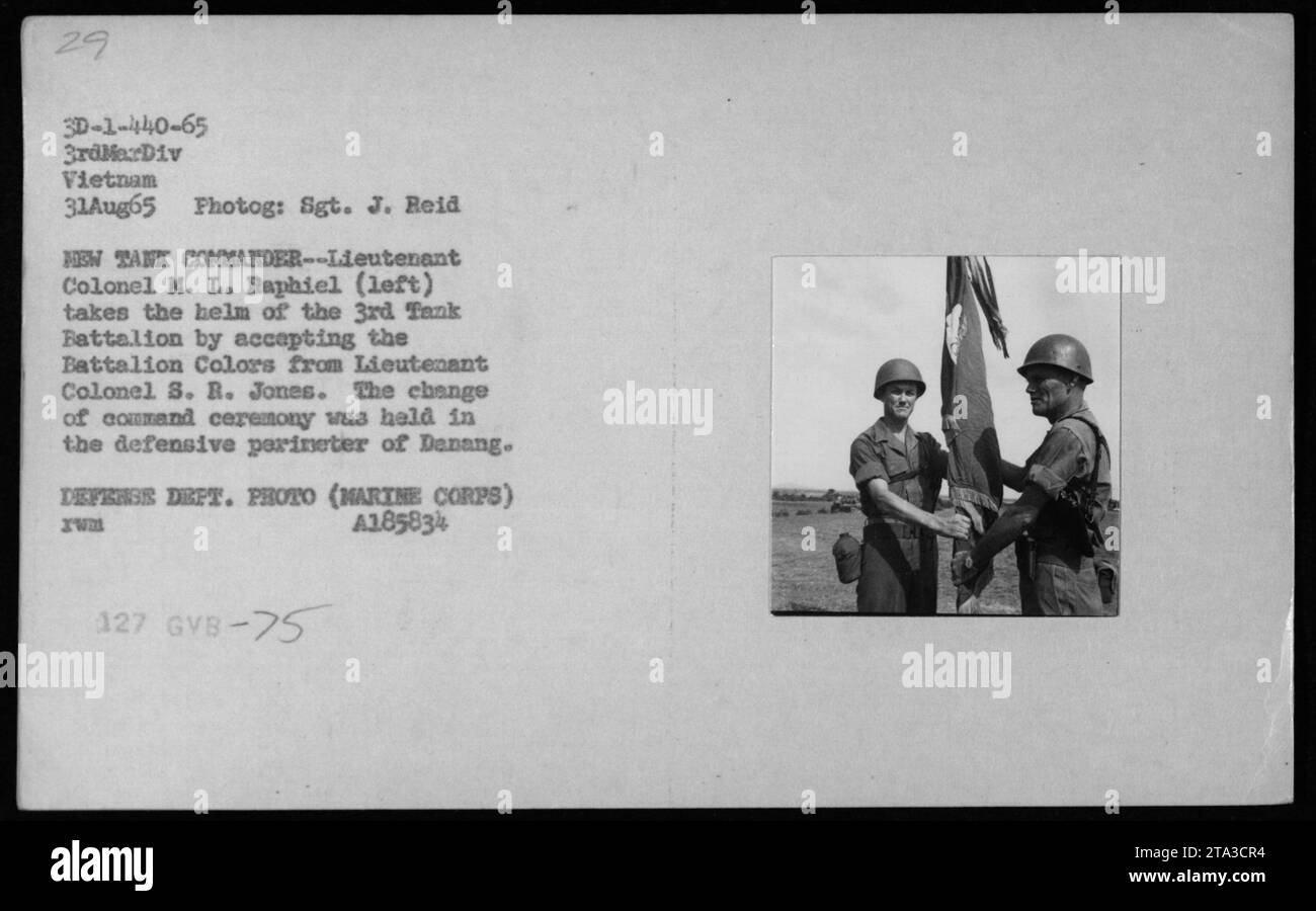 Lieutenant Colonel M. L. Raphiel received the Battalion Colors of the ...