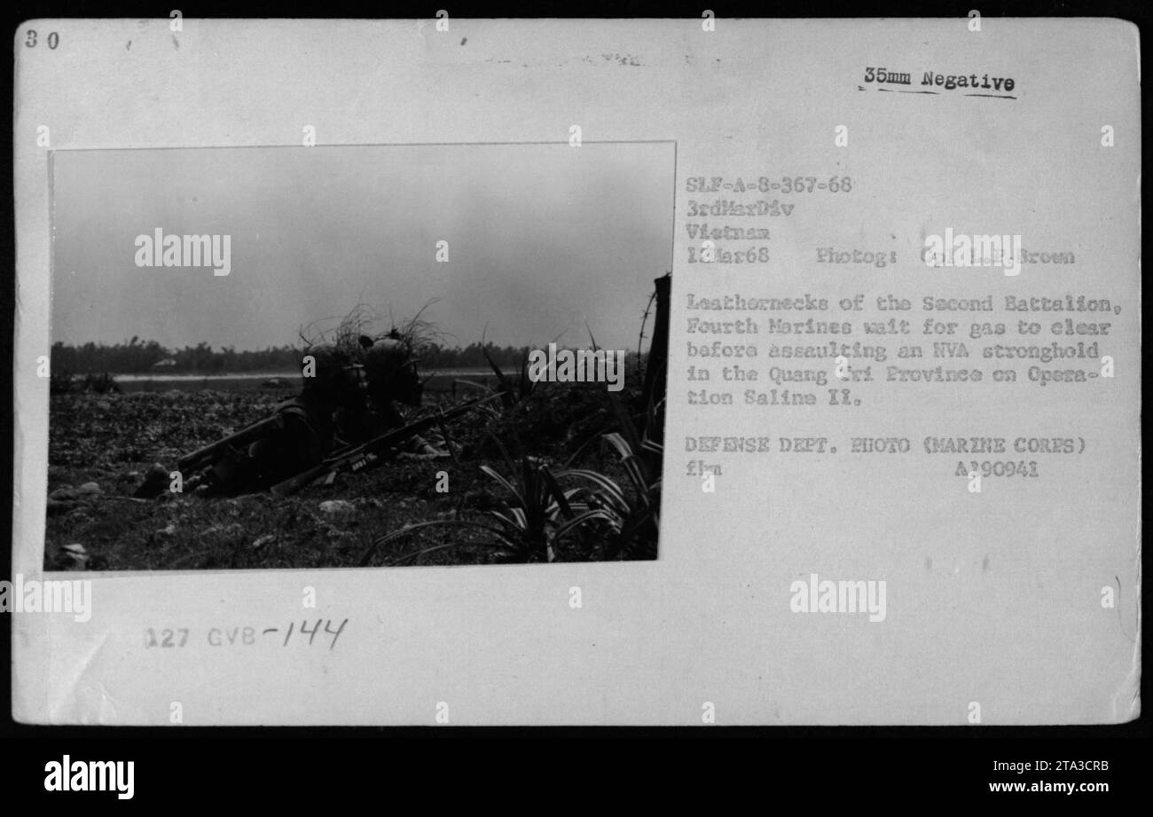 Marines from the Second Battalion, Fourth Marines, wait for the gas to ...