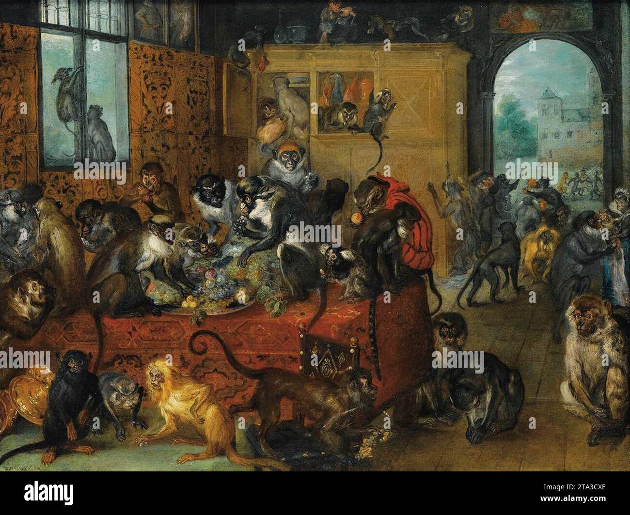 Monkeys Feasting 1621 by Jan The Elder Brueghel Stock Photo - Alamy