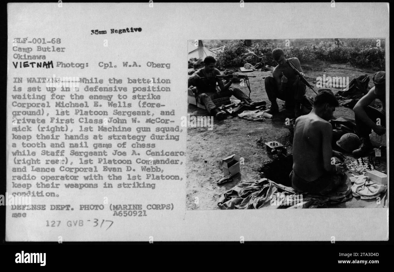 At Camp Butler, Okinawa, soldiers engaged in R&R activities like chess ...