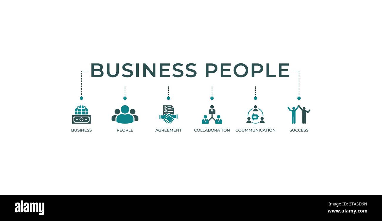 Business people banner web icon vector illustration concept with icons ...