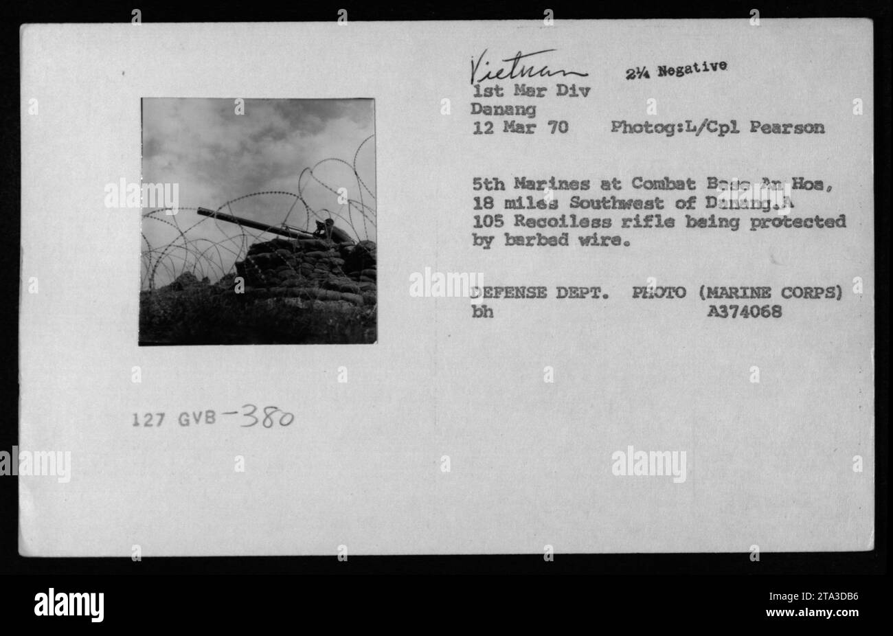 March 12, 1970 - A 106-mm recoilless rifle is seen at Combat Base An ...