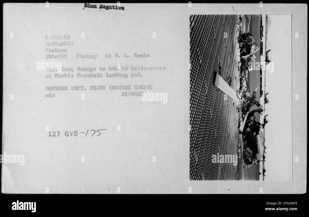 HAG 16 helicopters damaged by Viet Cong attack at Marble Mountain ...