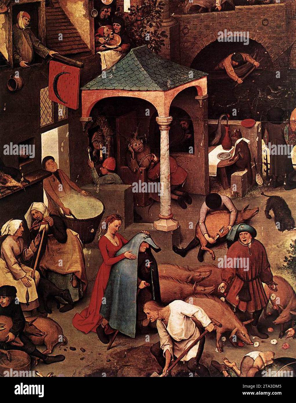 Netherlandish Proverbs (detail) 1559 by Pieter The Elder Bruegel Stock ...