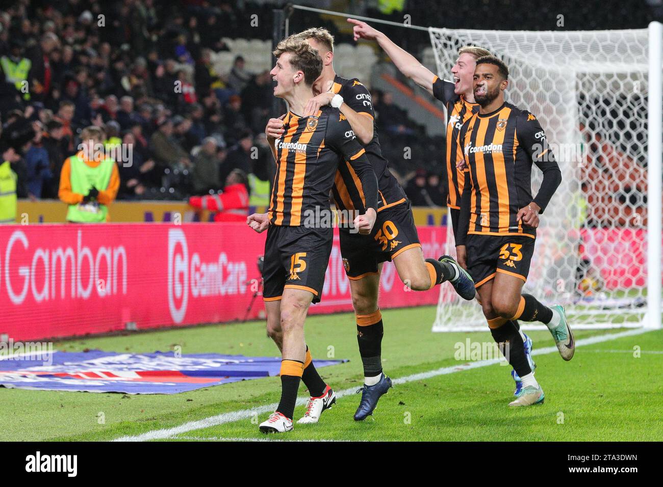 Tyler Morton #15 of Hull City celebrates his goal and makes the score 1 ...