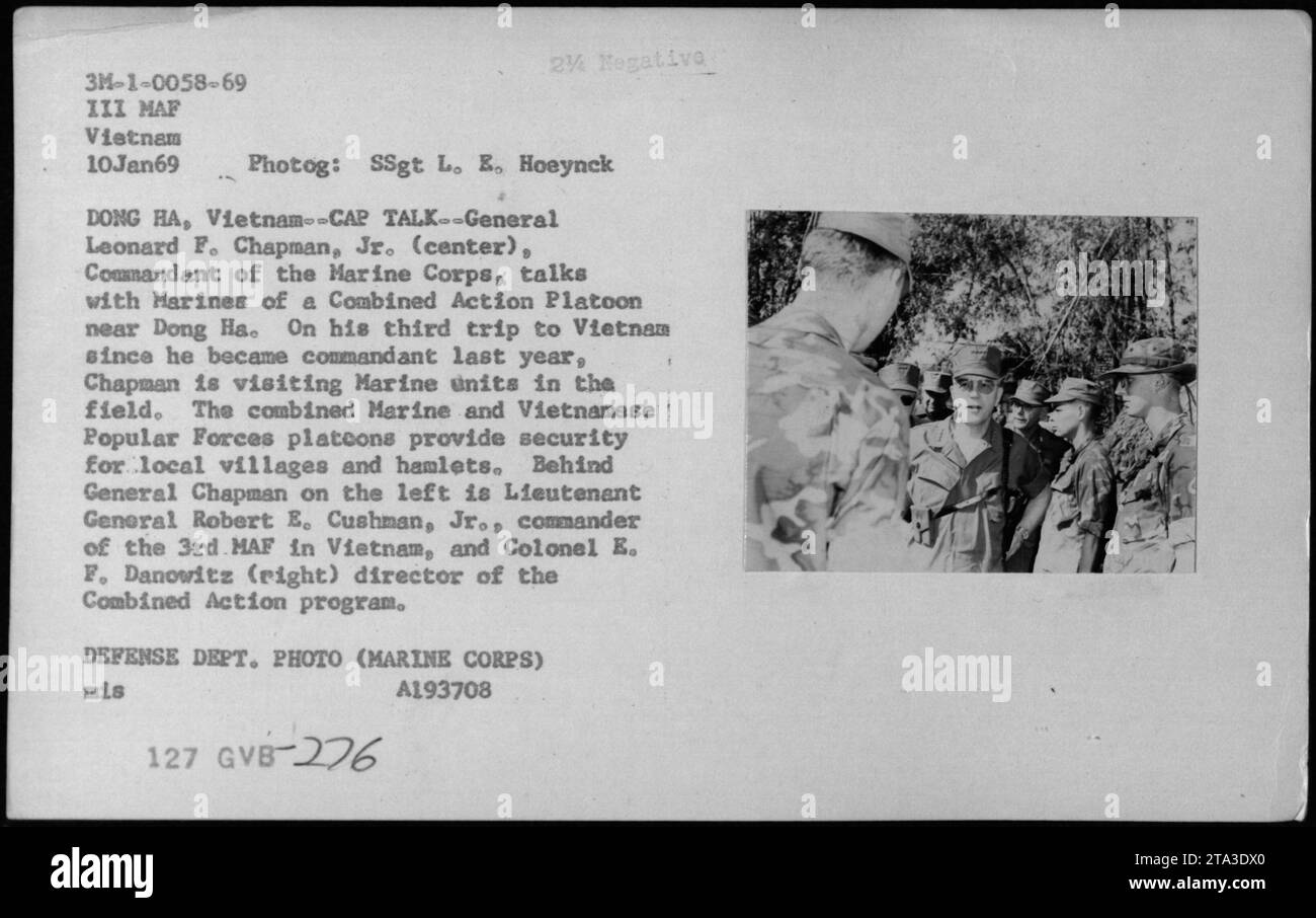 General Leonard F. Chapman, Jr., Commandant of the Marine Corps, visits Marines of a Combined ...