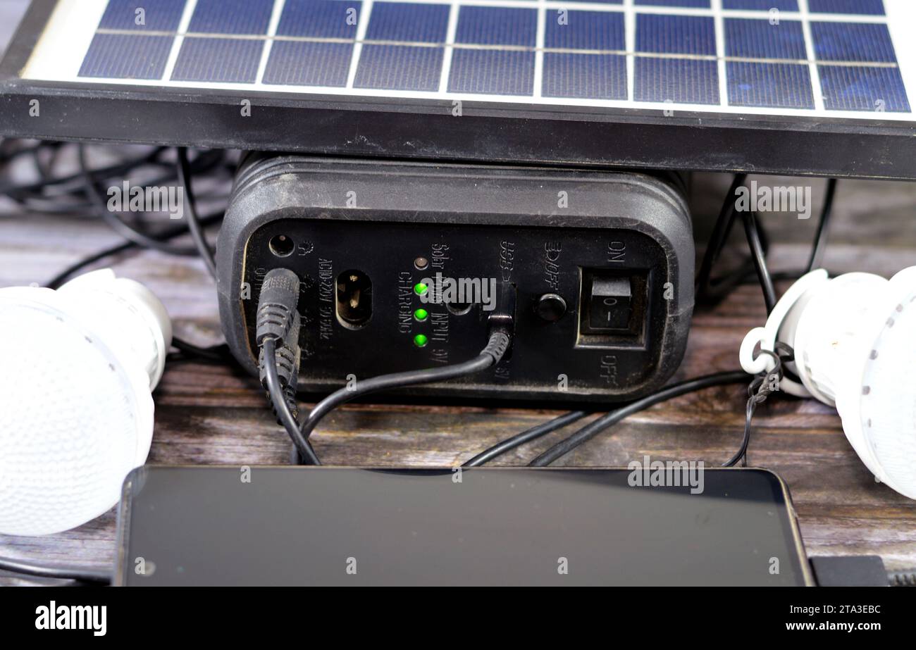 A multi purpose battery charged with a solar panel, a device that ...