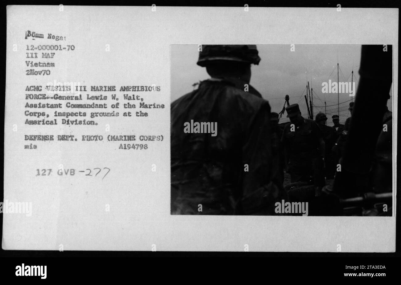 On November 2, 1970, Lt. Gen. Lewis W. Walt, Assistant Commandant of ...