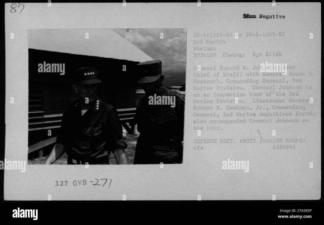 Army Chief of Staff General Harold K. Johnson and General Bruno A ...